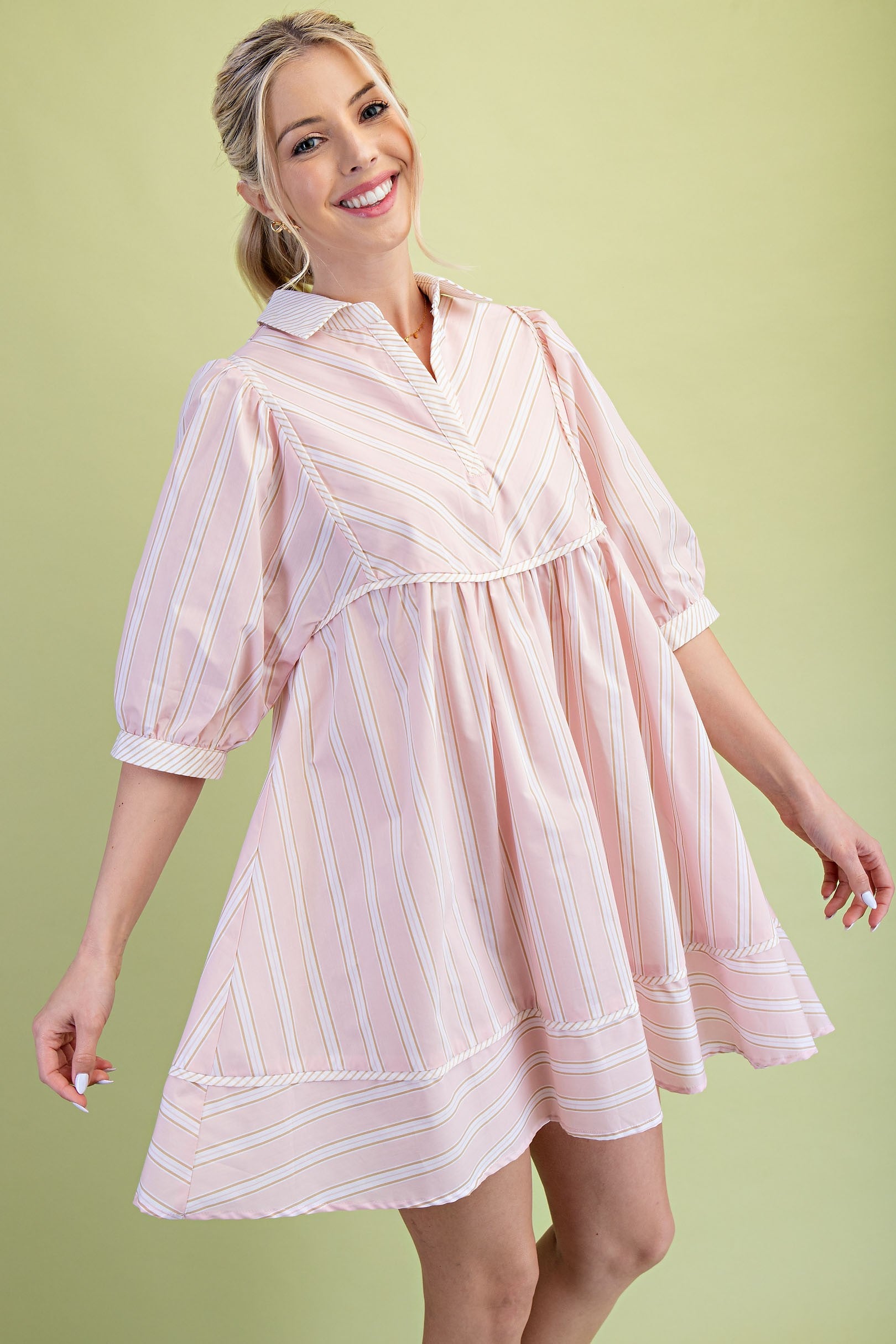 Pink Stripe Collar Dress – Billy Opal